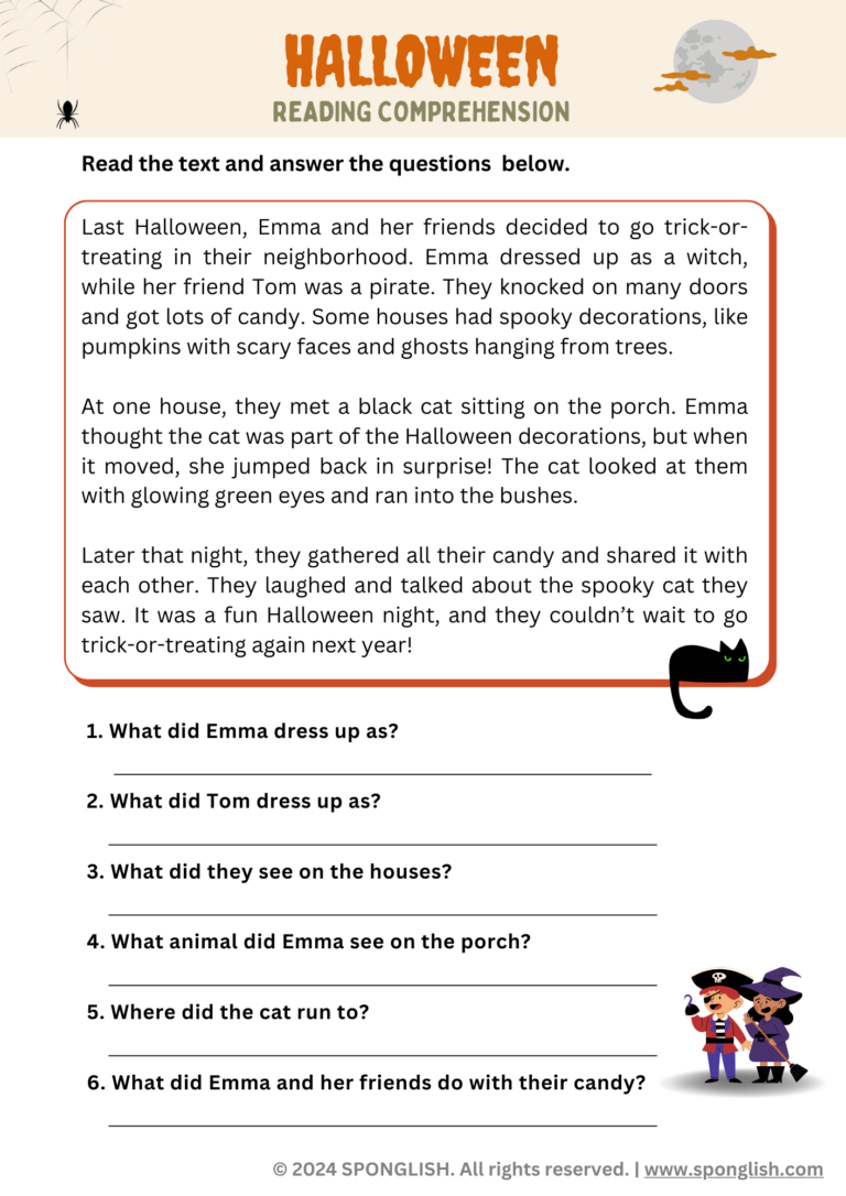 Divertida Lectura (cuento corto) de Halloween en Pasado Simple! - SPONGLISH