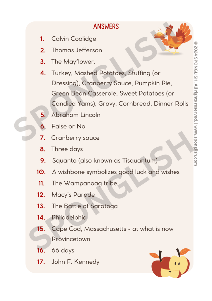 Thanksgiving Board Game - Printable Edition - SPONGLISH