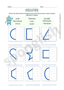 Draw the Other Half – Shapes Worksheet - SPONGLISH