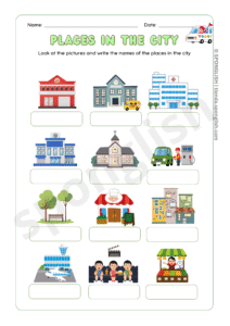Places in the City - Worksheet - SPONGLISH